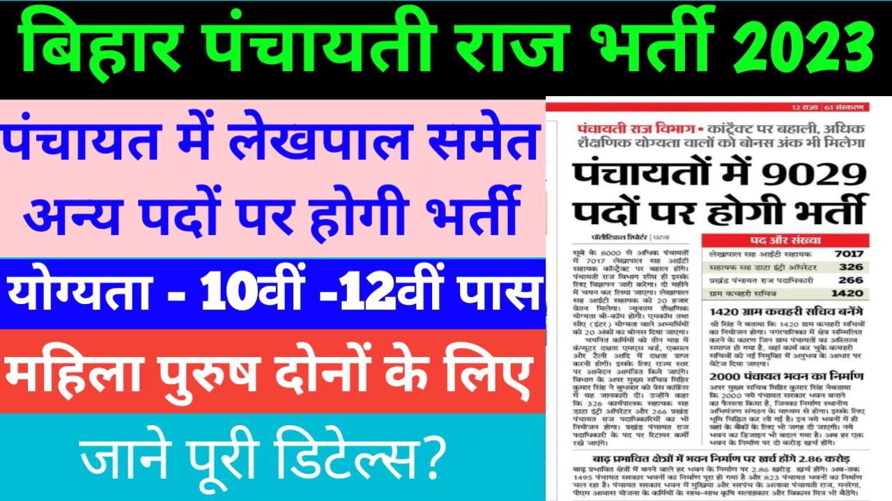 Bihar Government Job online apply 2023 पंचायती राज विभाग बहाली ऑनलाइन ...